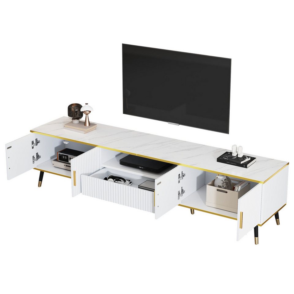 Modfu Lowboard Mit Marmor Optik Tv Schrank Tv Board Tv Kommode