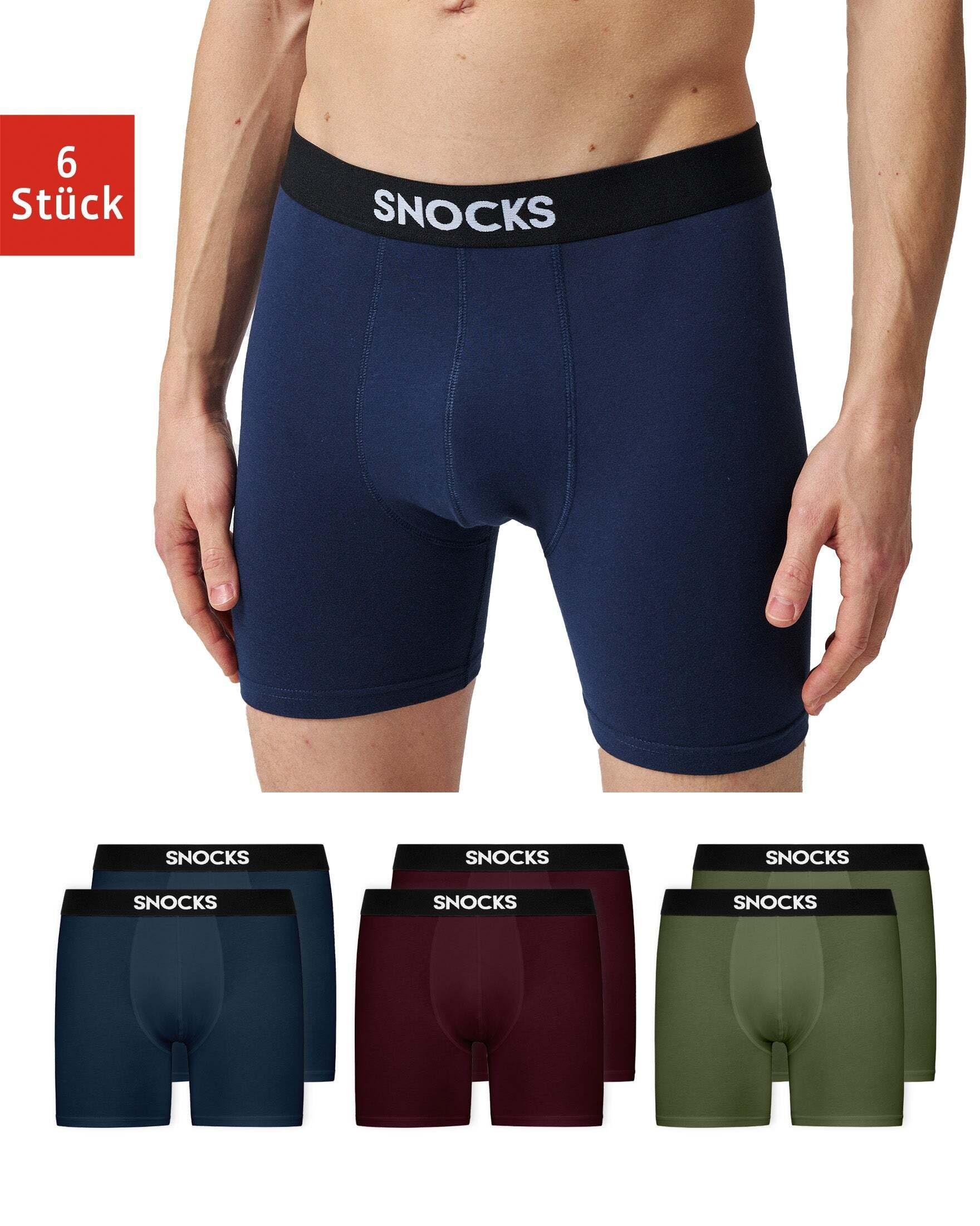 SNOCKS Boxershorts Enge Unterhosen mit längerem Bein Herren Männer (6 ...