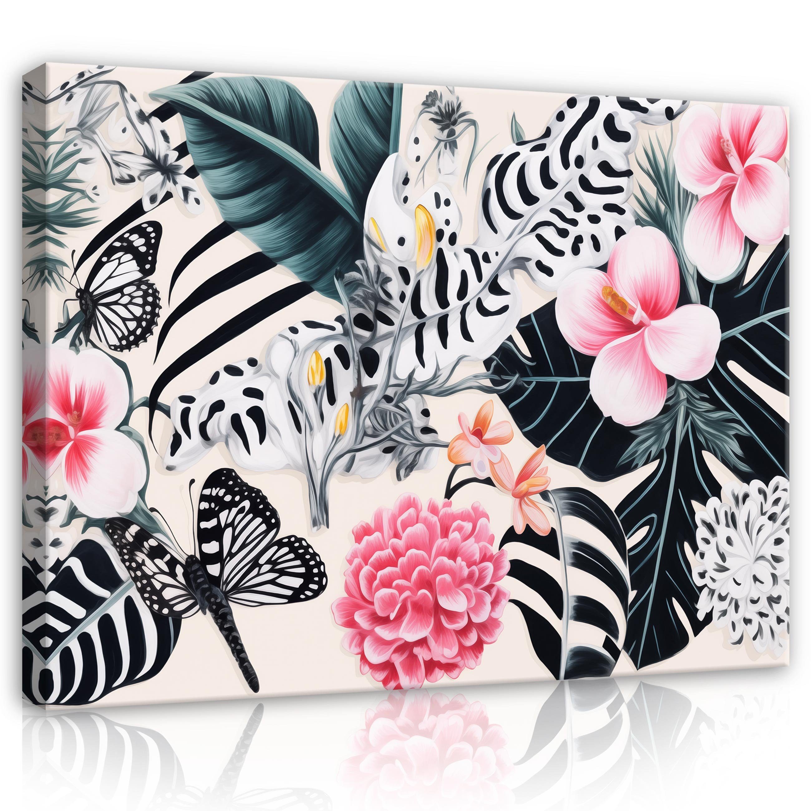 Wallarena Leinwandbild Blumen Blätter Kunst Wohnzimmer Schlafzimmer XXL Wandbild Modern, Modern ...