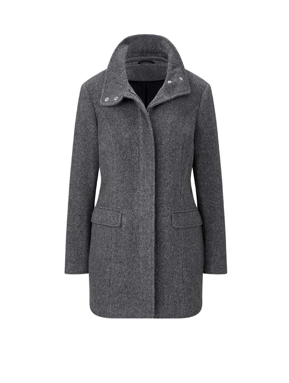 Creation L Wollmantel Création L Damen Woll Longjacke Grau Meliert