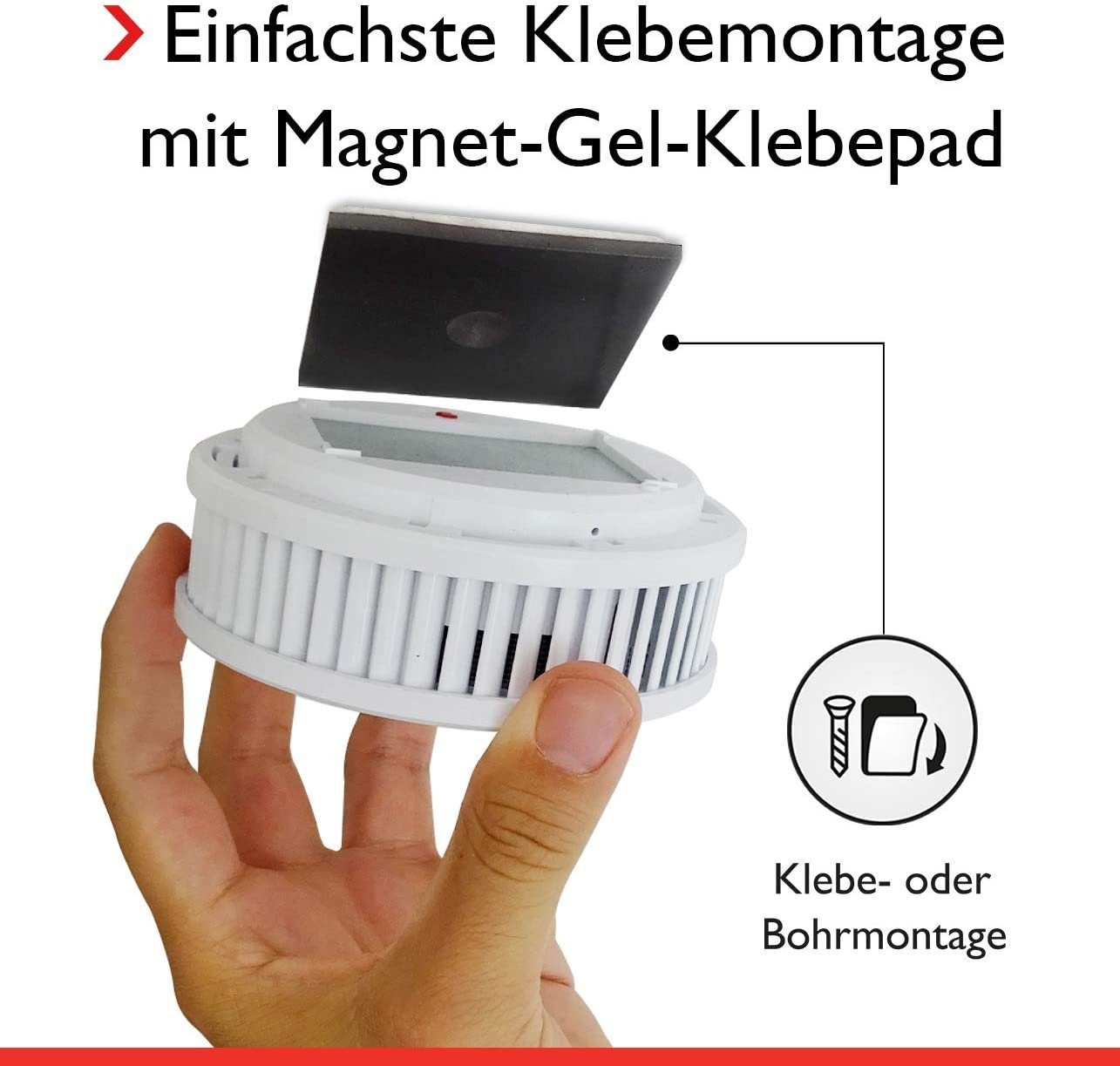 PYREX Pyrexx PX-1 V3-Q inkl. Magnetklebepad Rauchmelder (12-Jahres ...