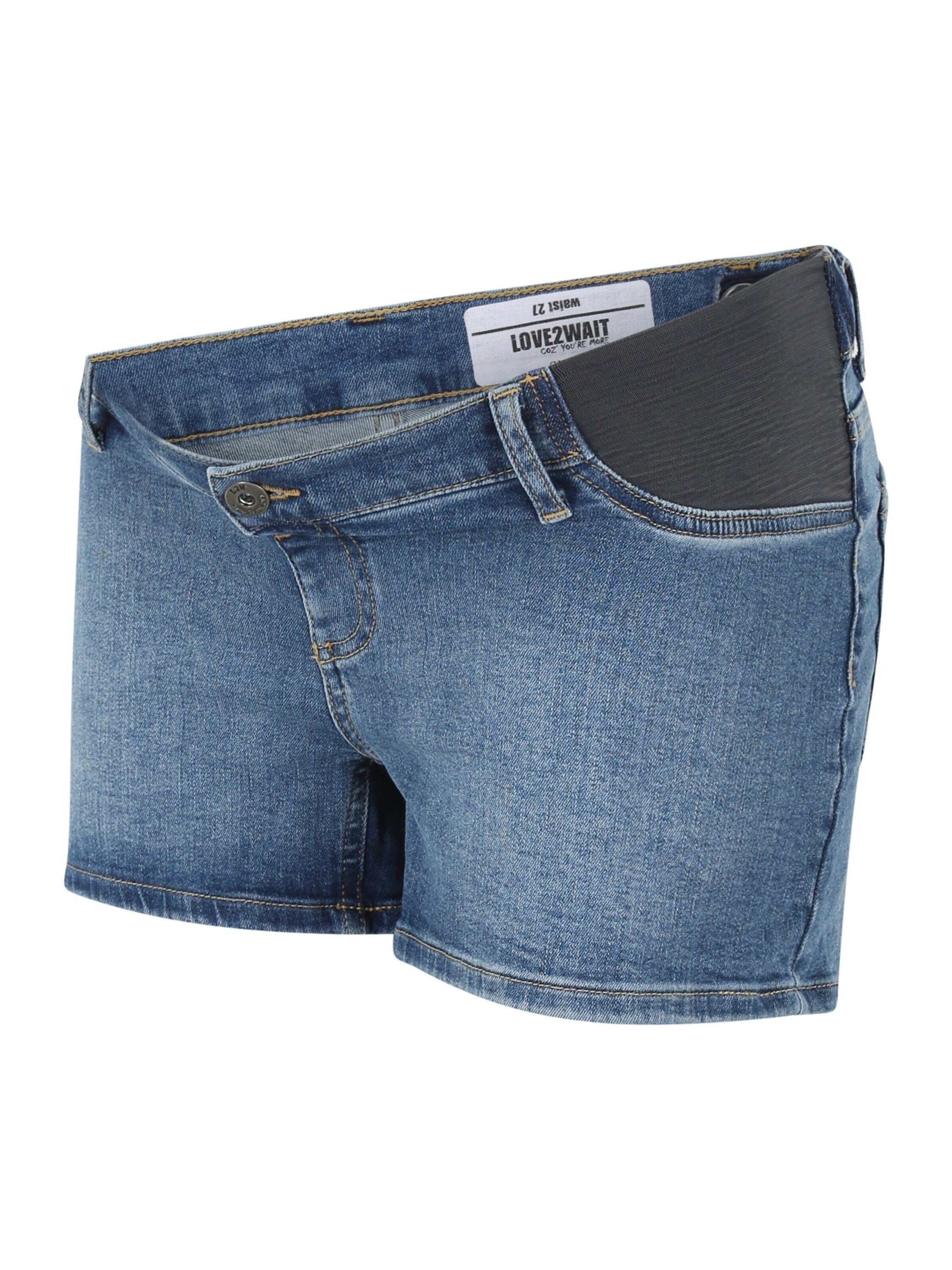 Love2Wait Jeansshorts (1-tlg) Plain/ohne Details, Abgesteppter Saum/Kante