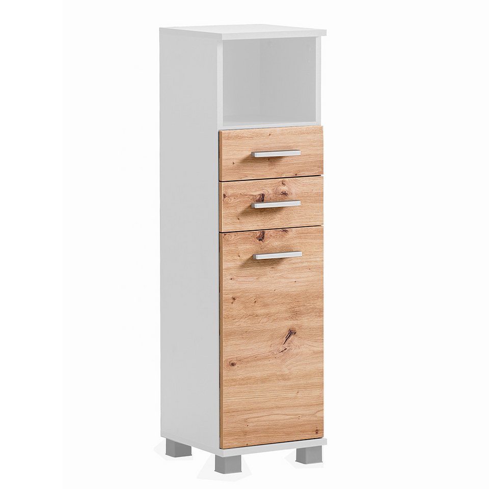 Lomadox Midischrank Providence 80 In Weiß Mit Eiche 30cm Breit Rechts