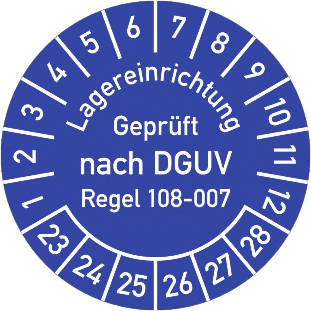 König Werbeanlagen Hinweisschild Prüfplak. Lagereinrichtung Gepr. nach DGUV Regel 108-007 2023 ...