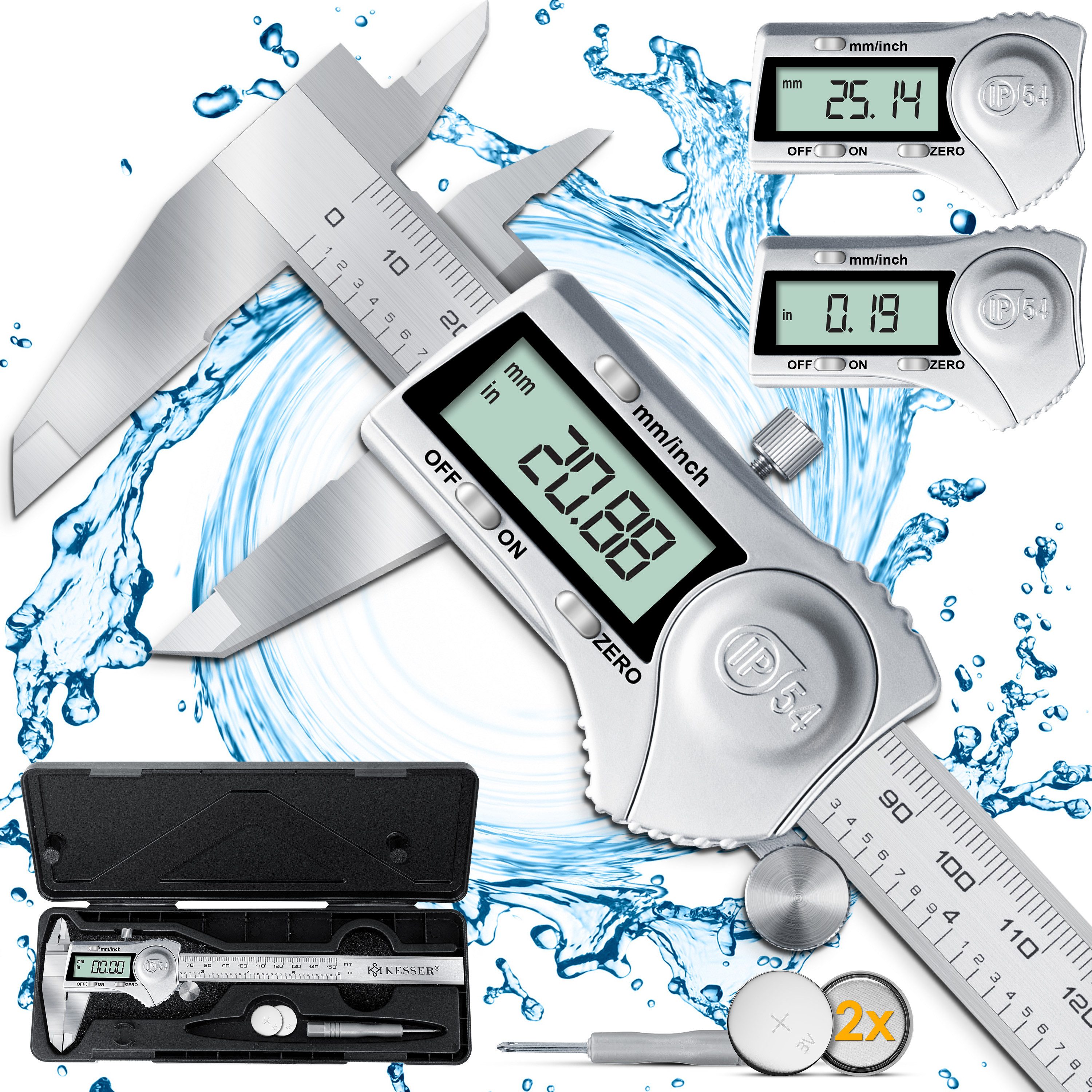 KESSER Messschieber, Digital Messschieber Edelstahl 150mm LCD Display