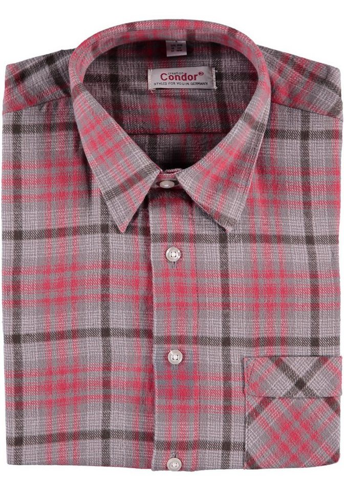 Condor Langarmhemd Afelea Herren Flanell Langarmhemd Mit Aufgesetzter