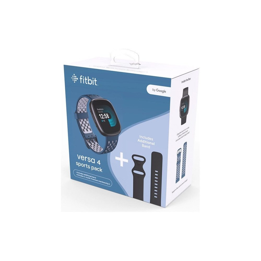 fitbit FitBit FB523BKBK-EUBNDL Versa 4 Smartwatch Bundle Graphit Smartwatch (Android, iOS), Über ...