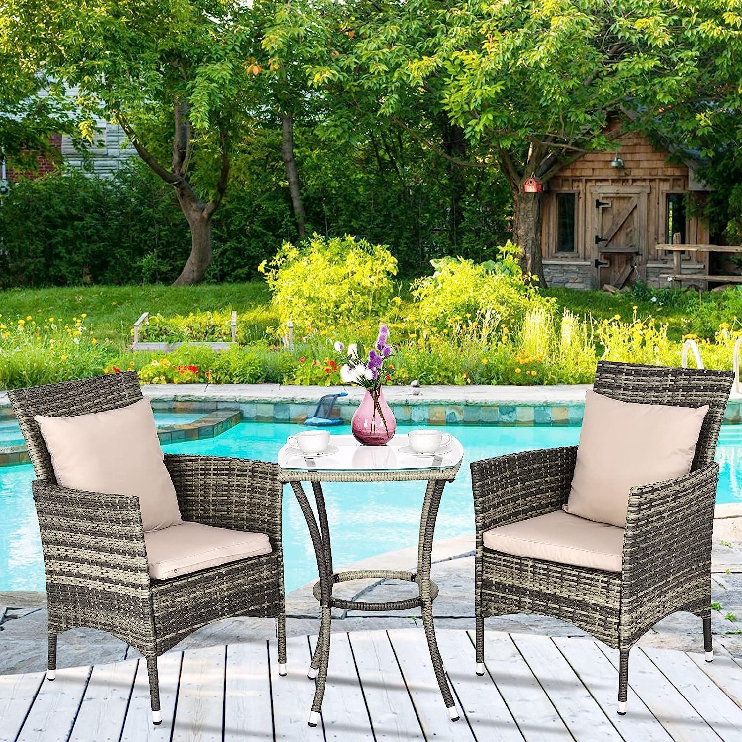 Komfotteu Gartenbar Set Pe Rattan Gartenlounge Set Für Innen And Draußen