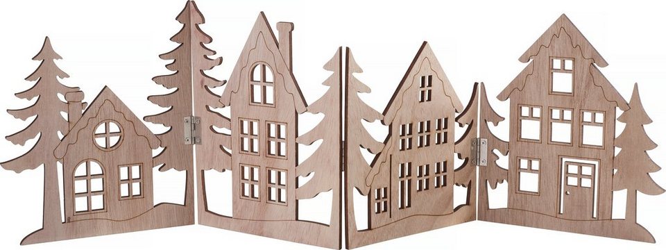 Vbs Dekoobjekt Holz Silhouette Häuser Und Tannen 4 Teile
