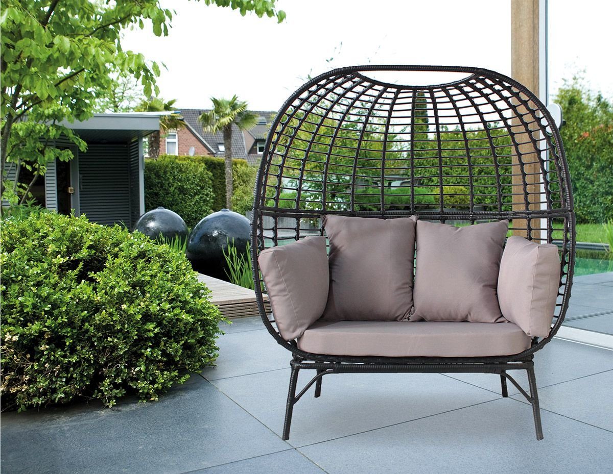 Gilde Dekoobjekt Rattan 2 Sitzer Ibiza Sessel Schwarz Breite 130cm