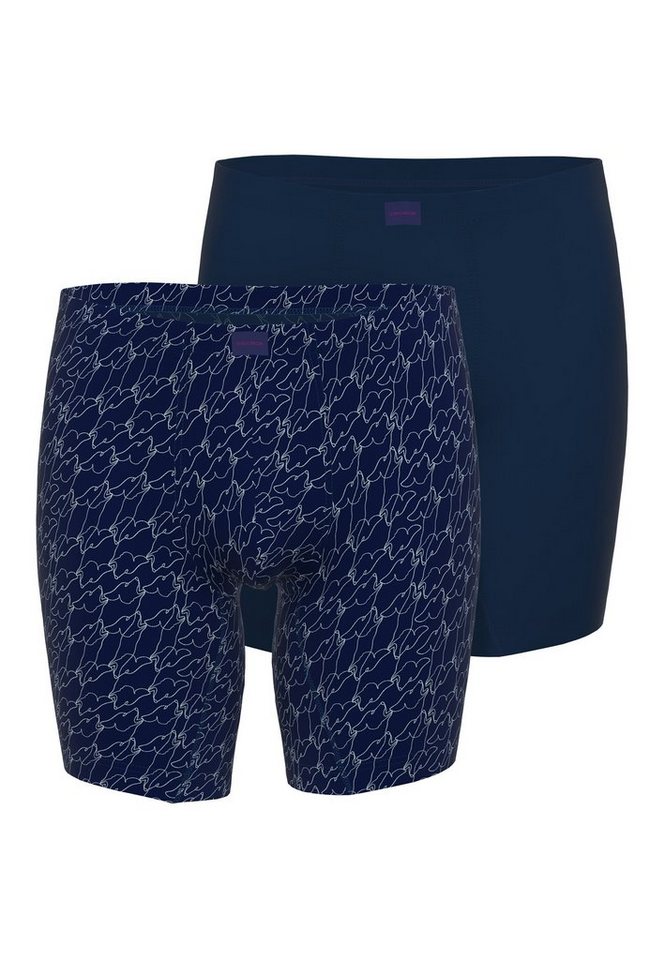 Ceceba Langer Boxer Ceceba Herren Cyclist Blau Bedruckt 2er Pack 2 St