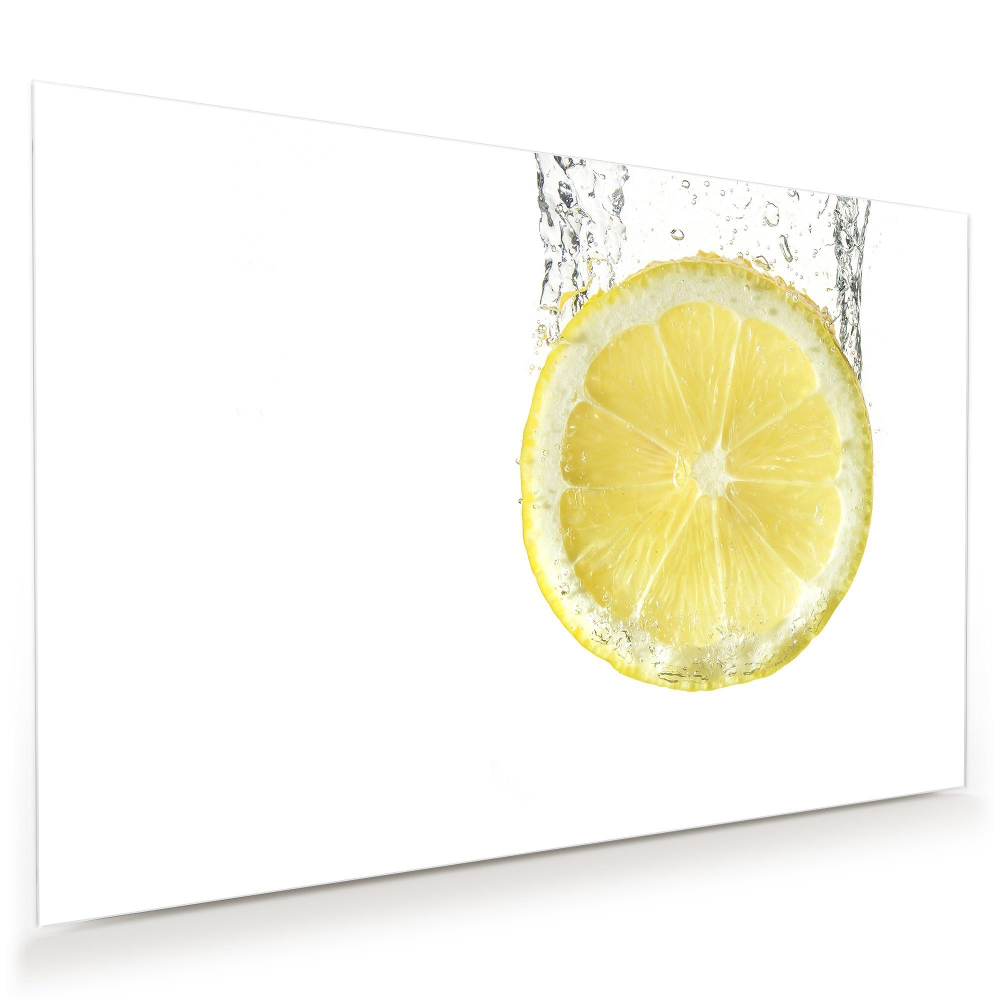 Primedeco Glasbild Wandbild Zitrone In Wasser Fallend Mit Aufhängung
