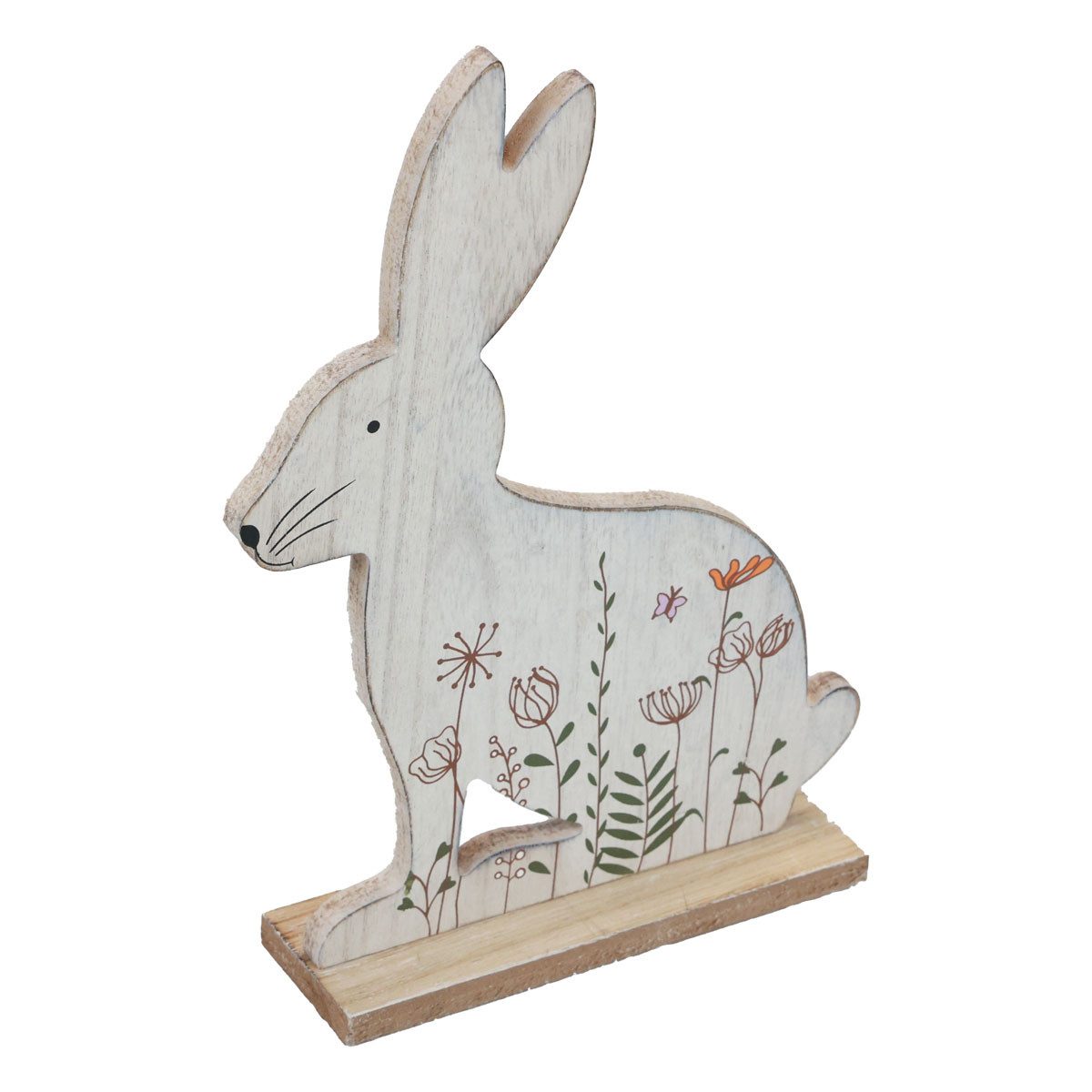 Florists Products Osterhase Osterdeko Hasenmutter Silber Natur Holz 26,5cm