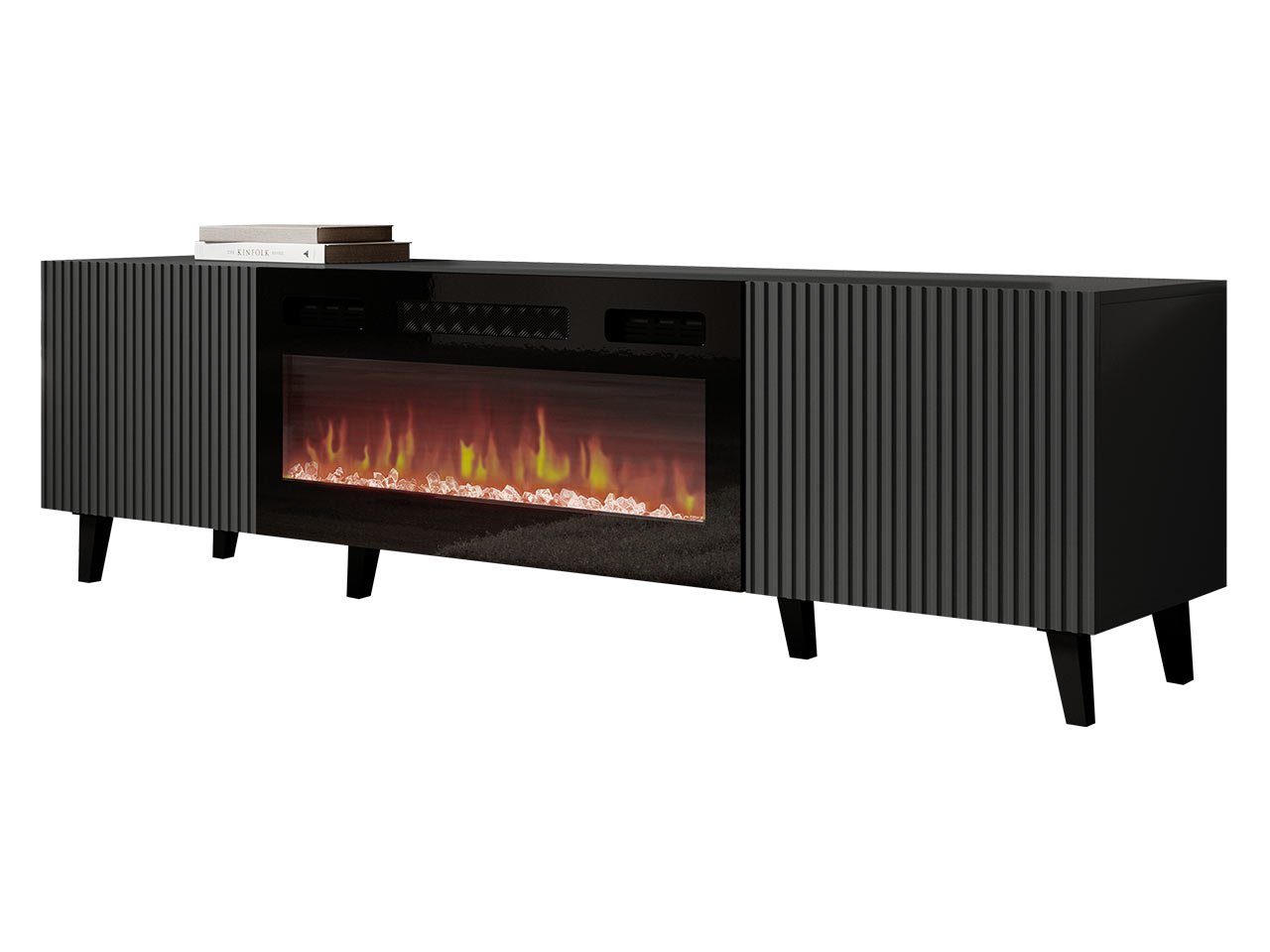 Mirjan24 Tv Schrank Vamos Grey 180 Mit Kamin Mit 2 Türen Fronten