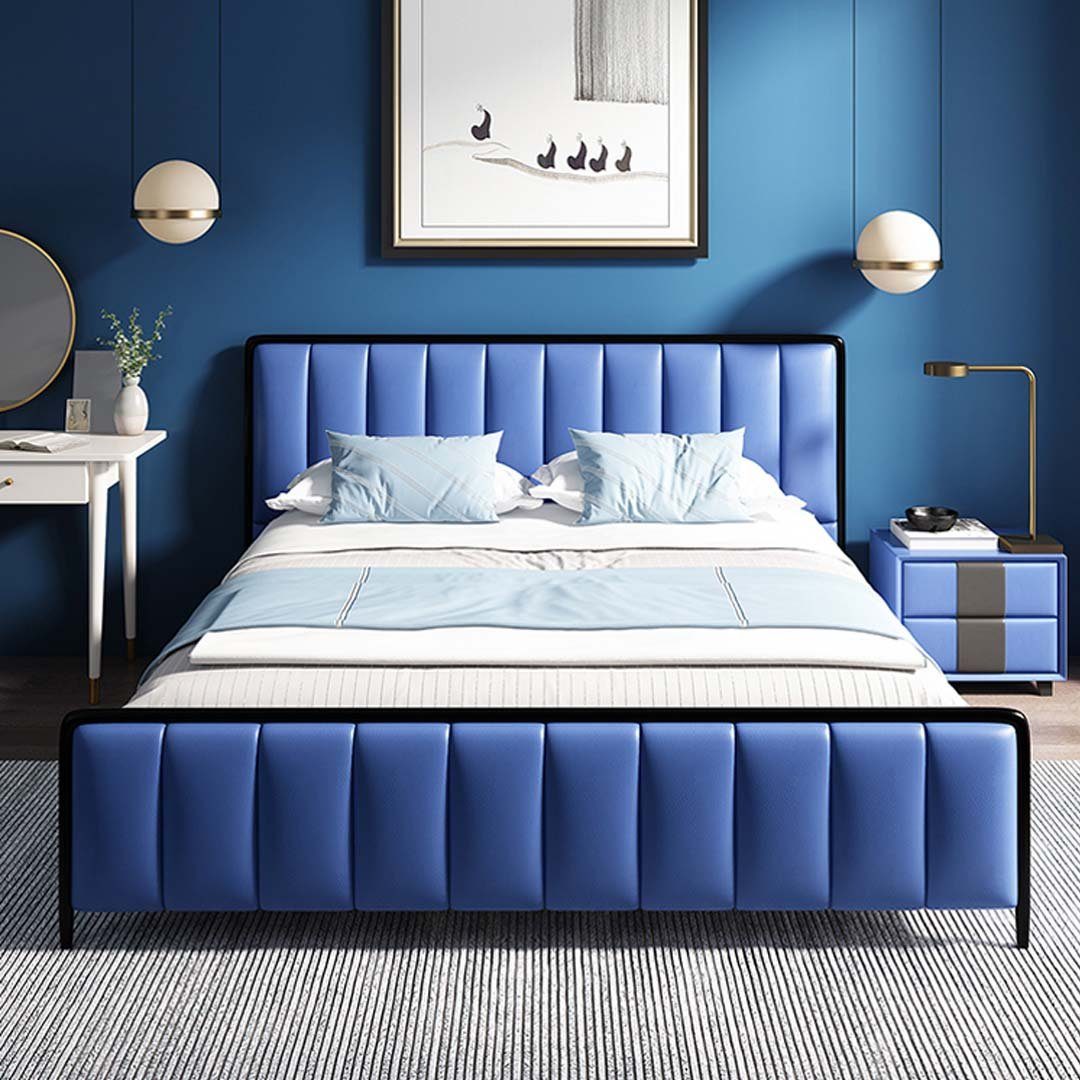 JVmoebel Bett, Design Doppelbett Lederbett Betten Bett Leder Polster ...