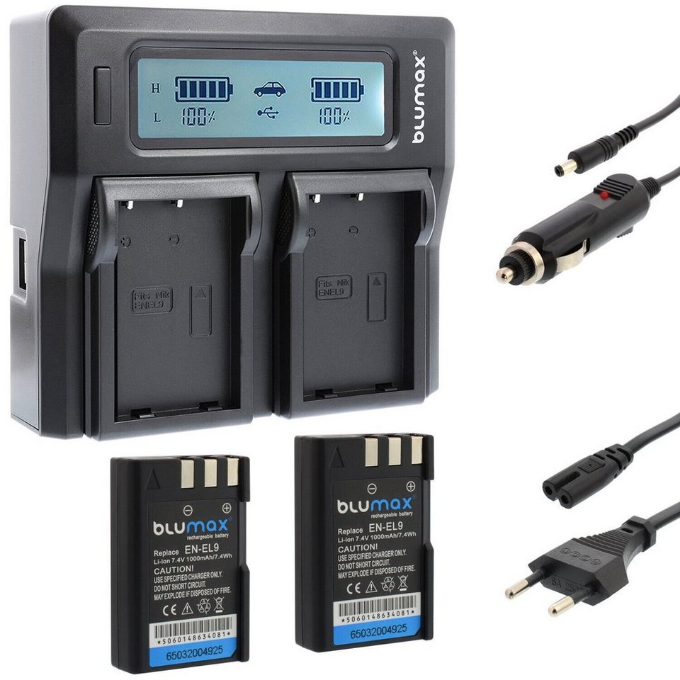 Blumax Set mit Lader für Nikon EN-EL9 DSLR D40 1000 mAh Gaming-Headset Blumax Set mit Lader für Nikon EN-EL9 DSLR D40 1000 mAh Gaming-Headset