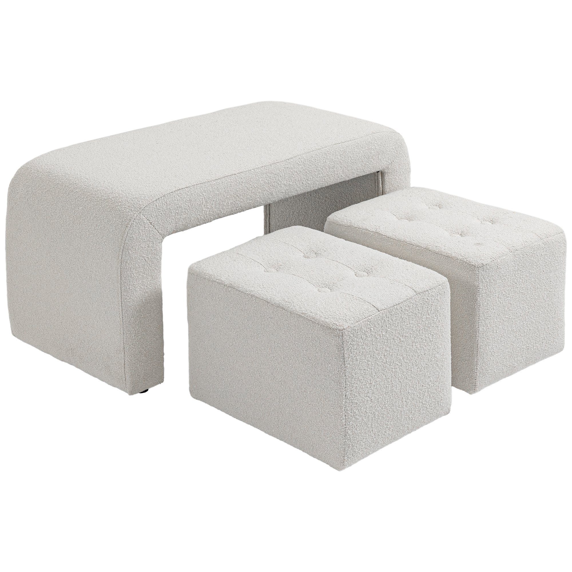 Homcom Fußhocker 3 Tlg Sitzhocker Ottomane Mit 3 Hockern Fußstütze