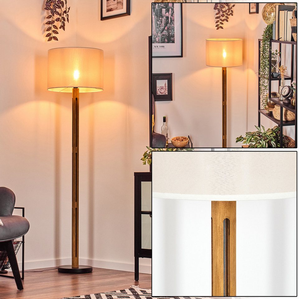 Hofstein Stehlampe Stehlampe Aus Holzmetall Und Schirm Aus Stoff Ohne