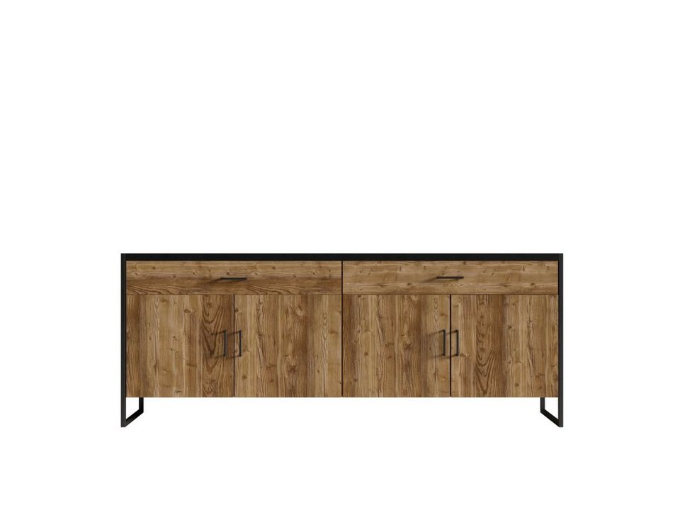 Stylefy Kommode Taiga Appenzeller Fichte Schwarz Matt Sideboard