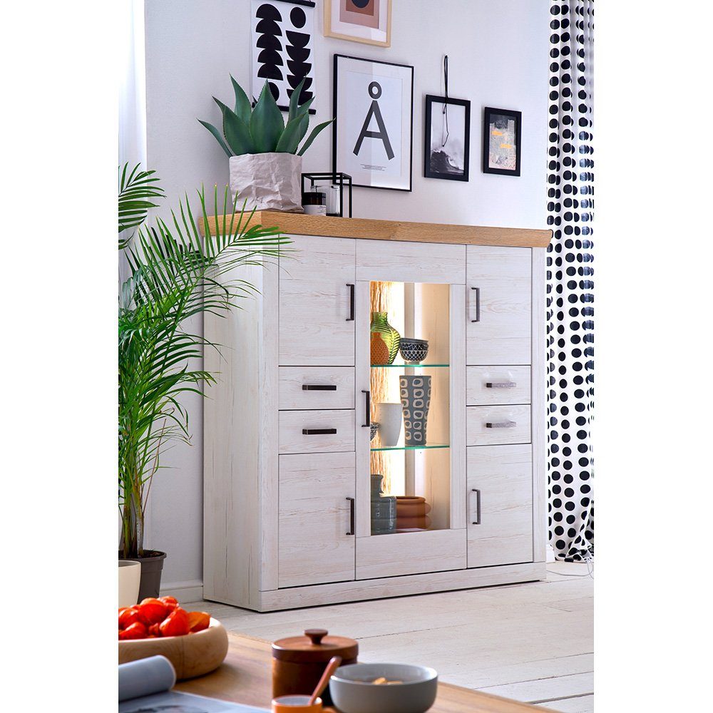 Lomadox Highboard Maringa 05 In Weiß Mit Braun Bht Ca 14214240 Cm
