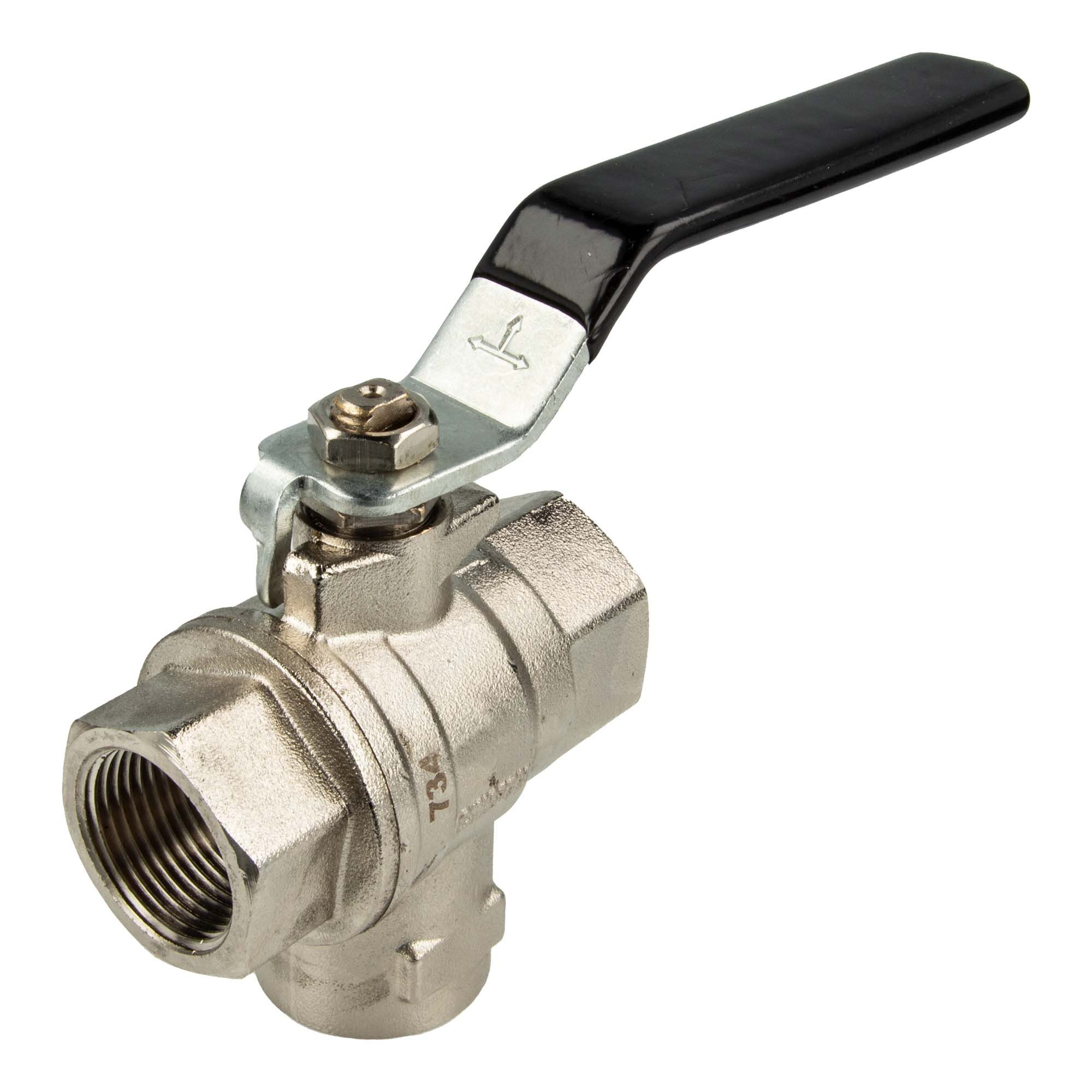 tecuro Kugelhahn Messing-3-Wege - alls. IG - Stahlhebel lang