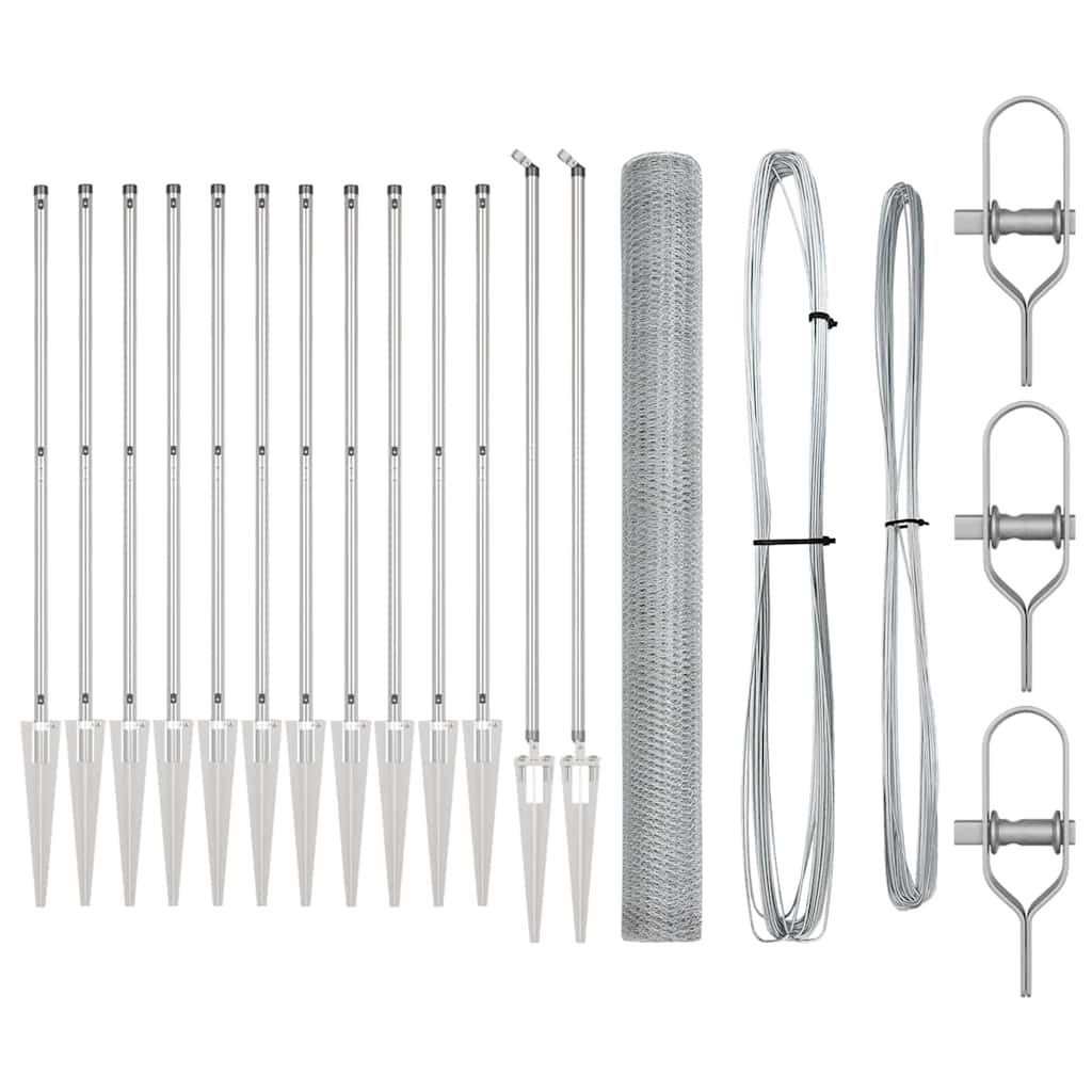 vidaXL Gartenzaun Schweißdrahtzaun mit Spikes 25 x 1,5 m (B x H), (1-St ...