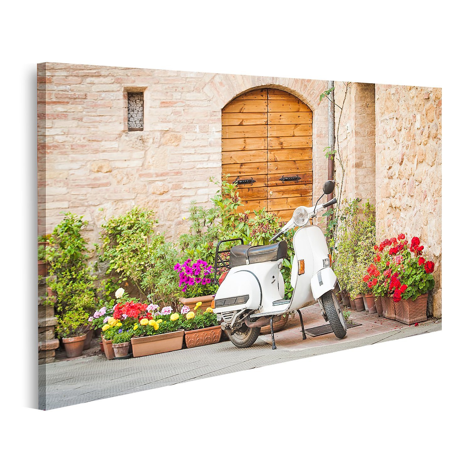 islandburner Leinwandbild Bild auf Leinwand Italien Vintage Vespa Pienza Wandbild Poster Kunstdr