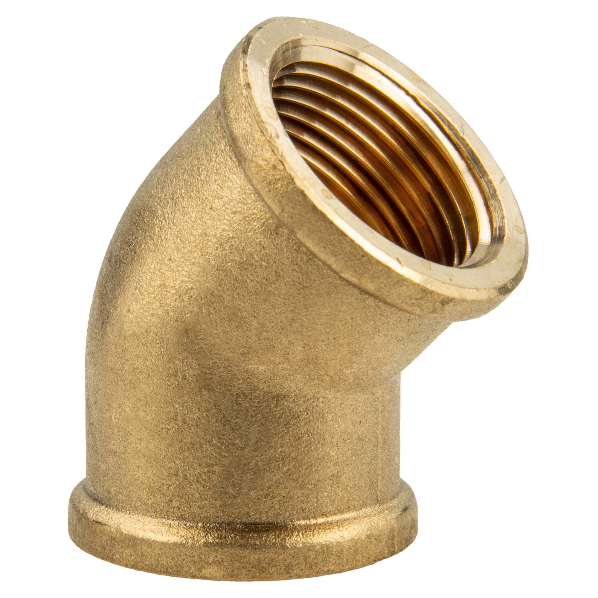 tecuro Gewindefitting Winkel 45° beidseitig Innengewinde Rp zylindrisch, Messing blank, 3/8 Zoll IG