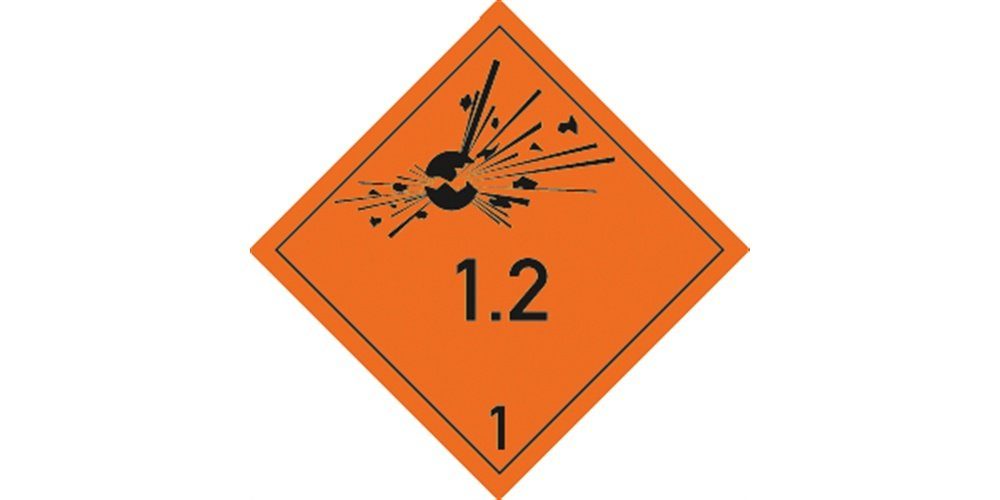 König Werbeanlagen Hinweisschild Gefahrzettel Klasse 1 Nr. 1 - Unterklasse 1.2, Kombischild, ADR