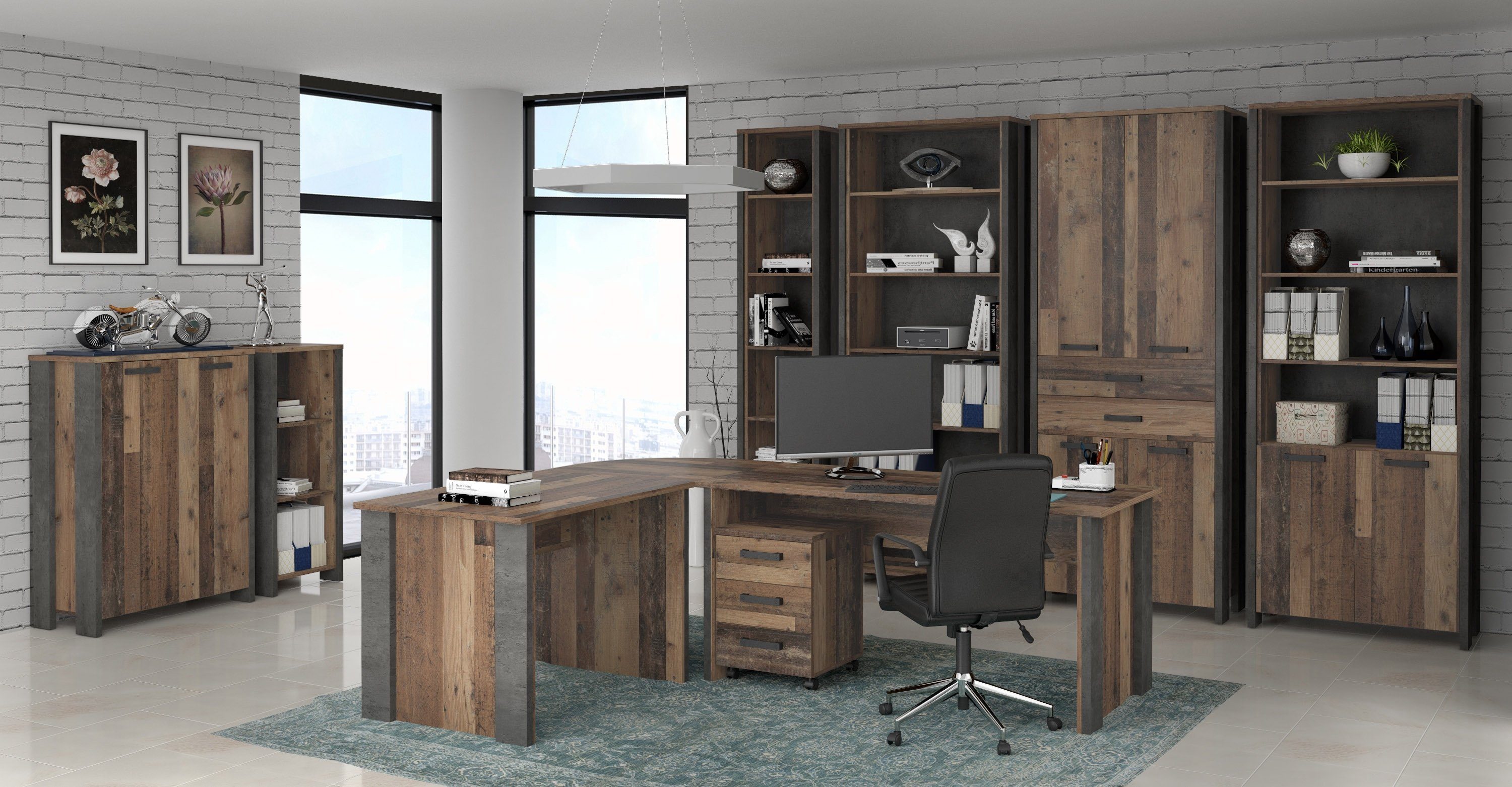 möbelando Büro-Set Celon, (10-teilig, 10-tlg), cm
