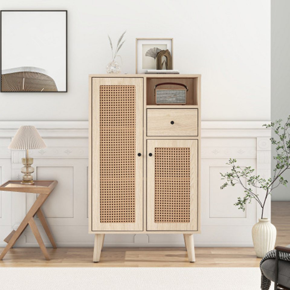Xdeer Sideboard Sideboard In Holzoptik 2 Rattantüren Eckschrank