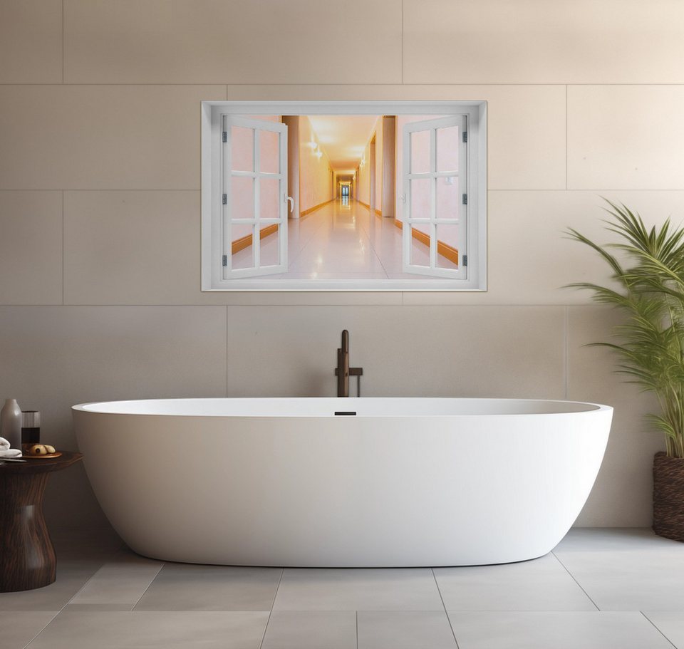 Wallario Wandfolie Strahlend Sauberer Flur Mit Goldenem Licht Und