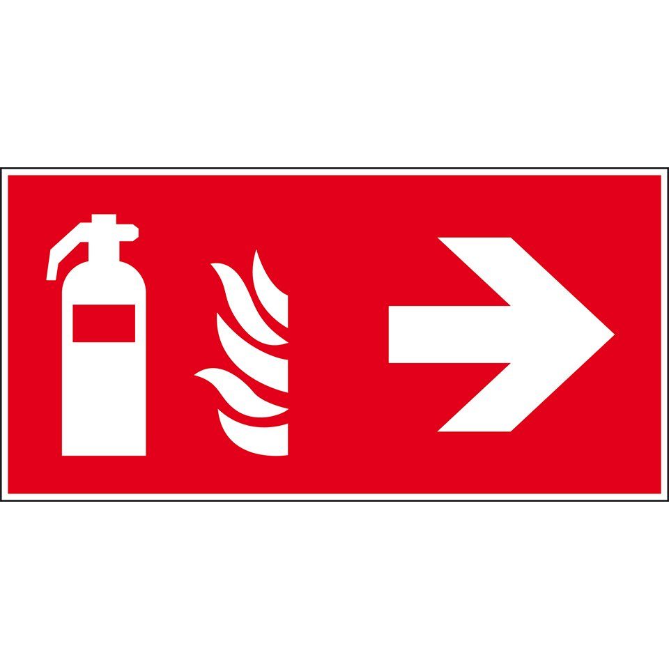 Dreifke Hinweisschild Brandschutzzeichen Feuerlöscher rechts, ASR/ISO, Folie, selbstkl.