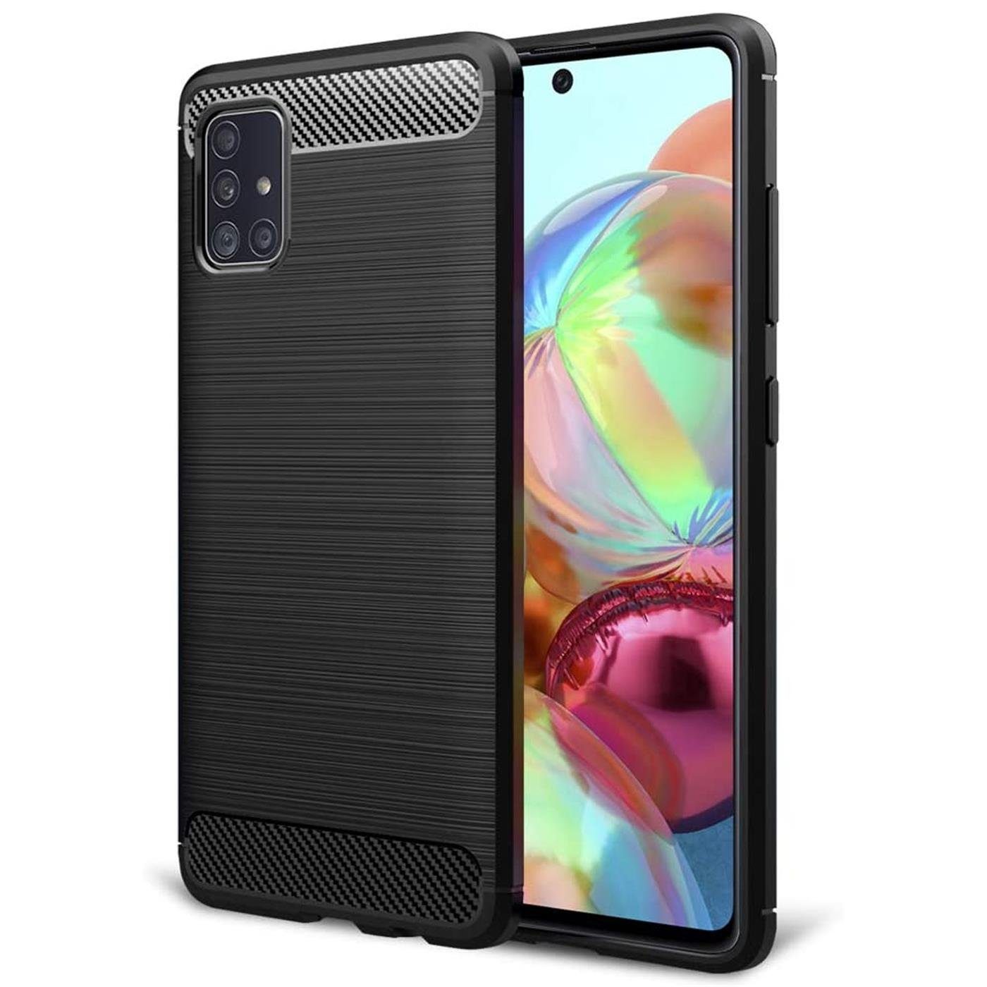 CoolGadget Handyhülle Carbon Handy Hülle für Samsung Galaxy A71 6,7 ...