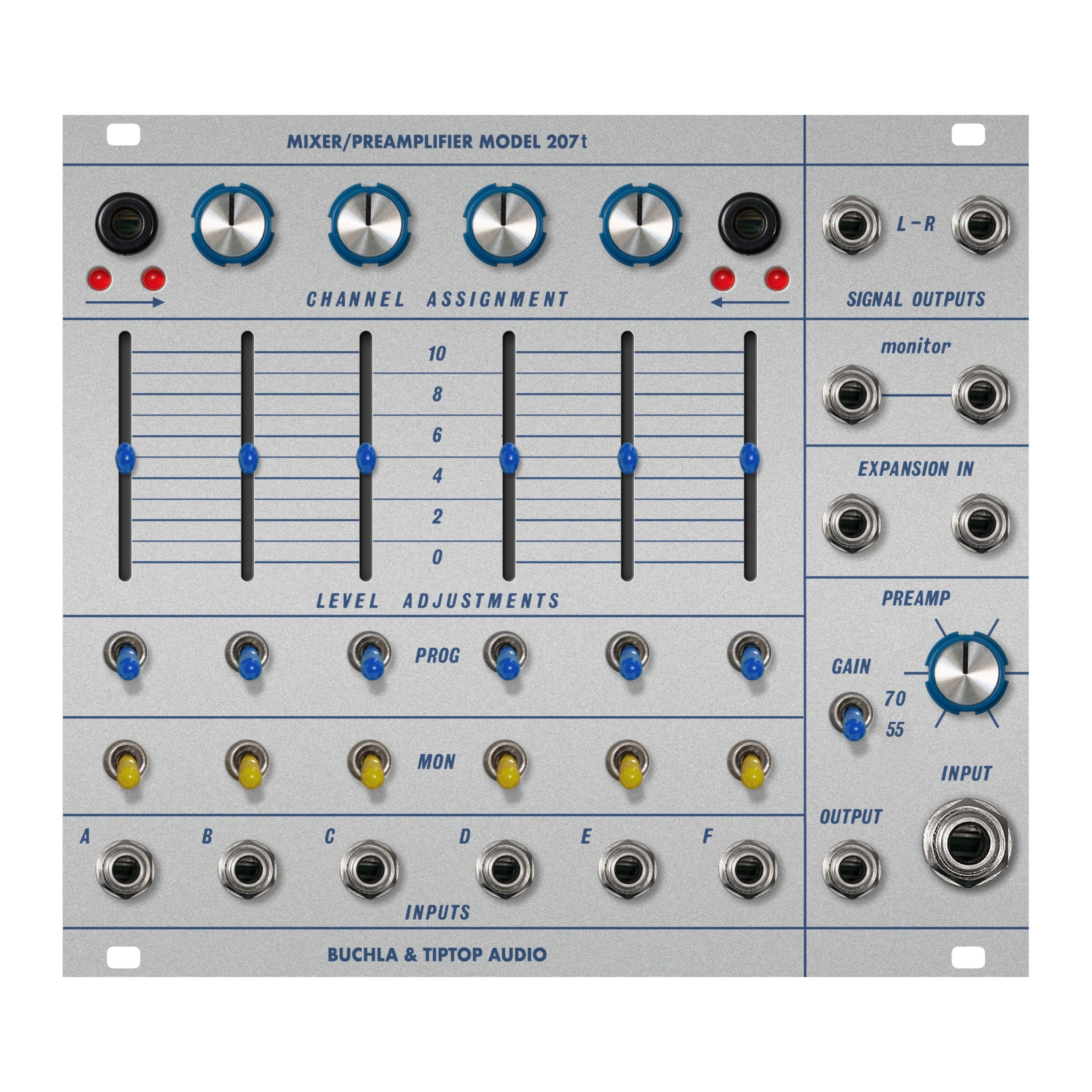 Tiptop Audio Synthesizer (Modular Synthesizer, Mixer-Module), Model 207t Mixer / Preamp - Mixer ...