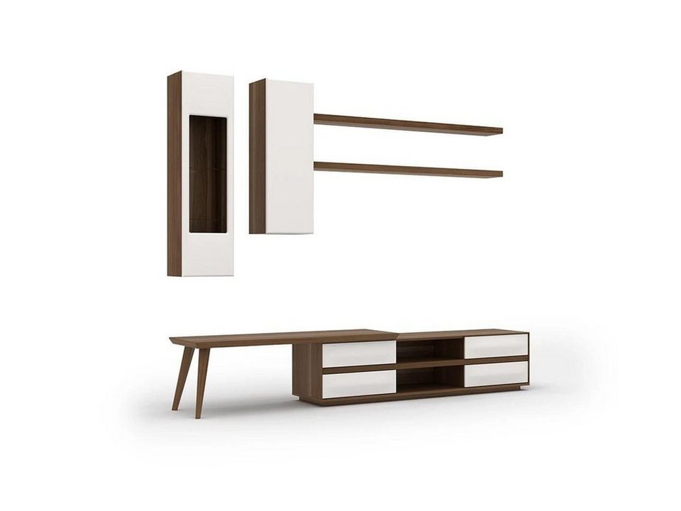 Jvmoebel Wohnwand Wohnwand Set 5tlg Holzmöbel Tv Ständer Couchtisch
