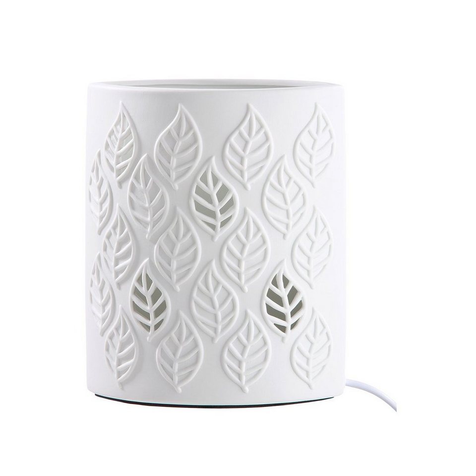 Gilde Tischleuchte Gilde Lampe Blätter Weiß H 205cm X B 17cm X T