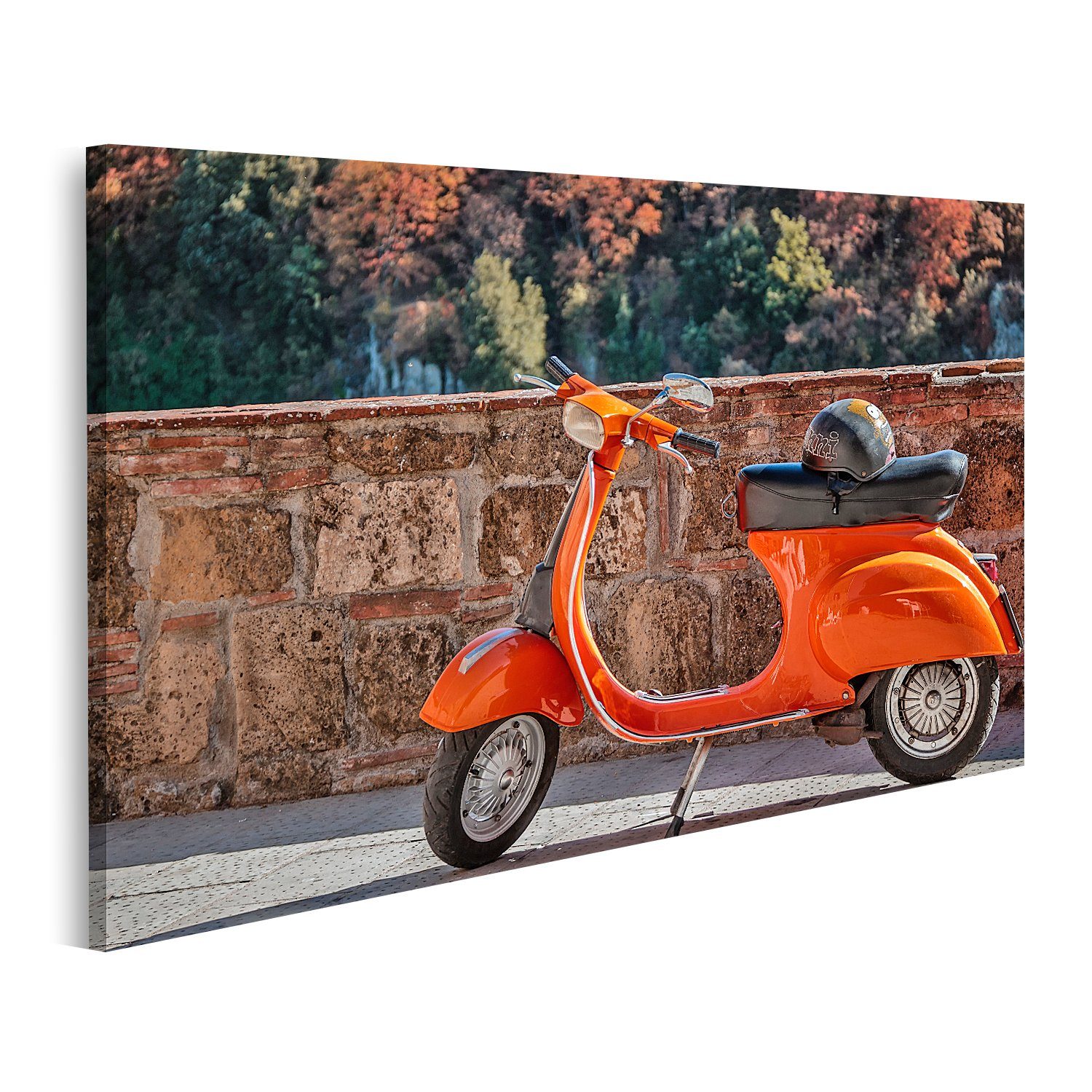 Islandburner Leinwandbild Bild Auf Leinwand Orange Vespa Classic