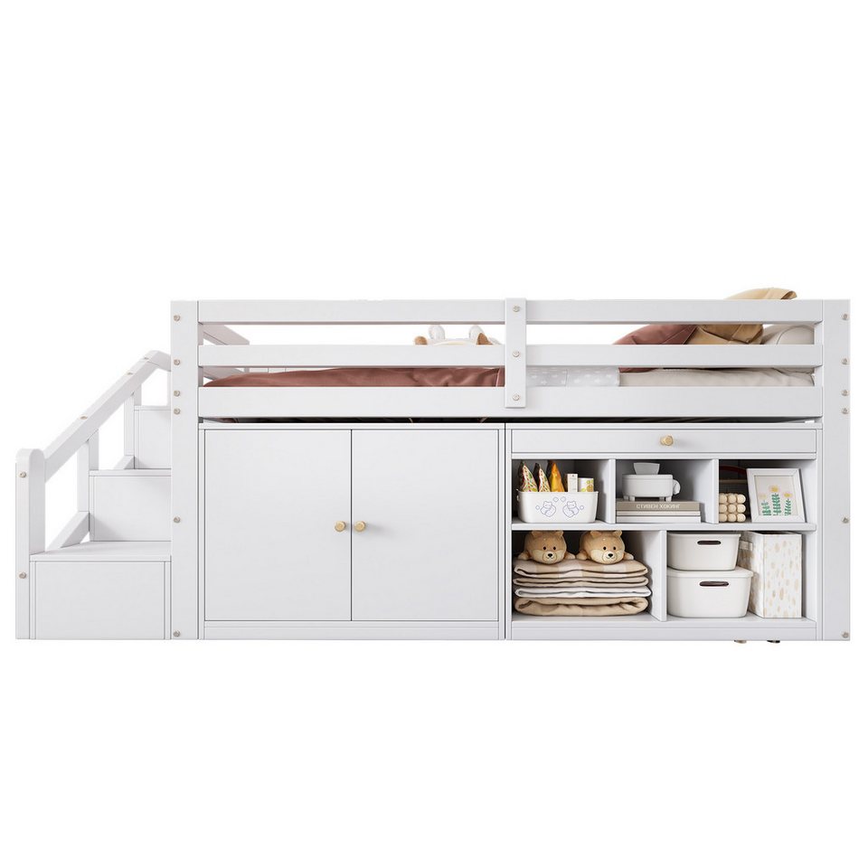 Modfu Kinderbett Multifunktionales Kinderbett Aus Holz Mit Treppe Und