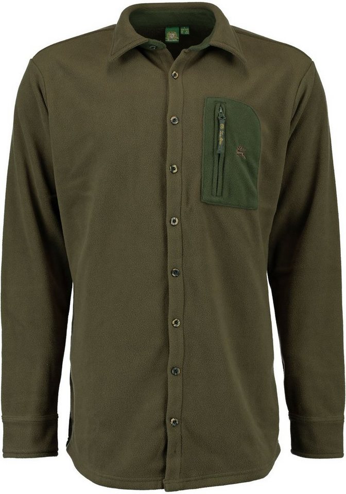 Os Trachten Outdoorhemd Fleecehemd Springender Hirsch Jagdhemd Slim