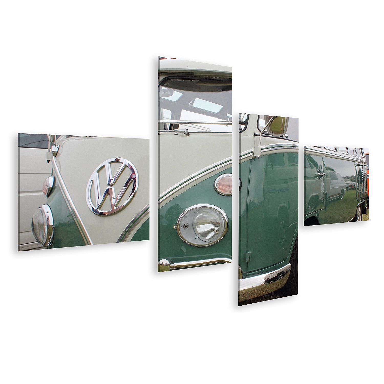 islandburner Leinwandbild Bild auf Leinwand Retro Bus passend für VW Bulli T1 mint grün Wandbild