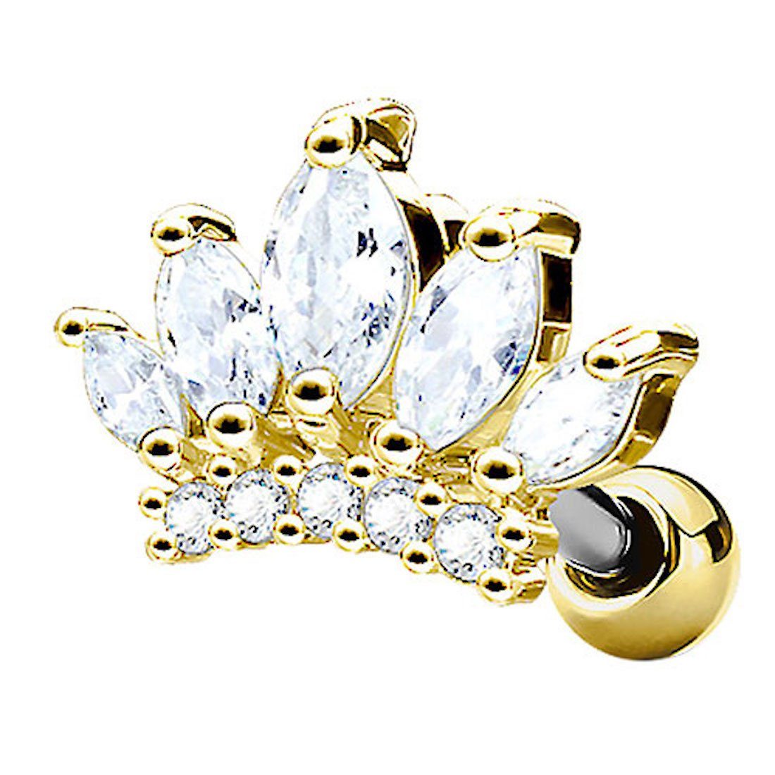 Taffstyle Piercing-Set Tragus Helix Stecker Krone mit Strass Kristall ...