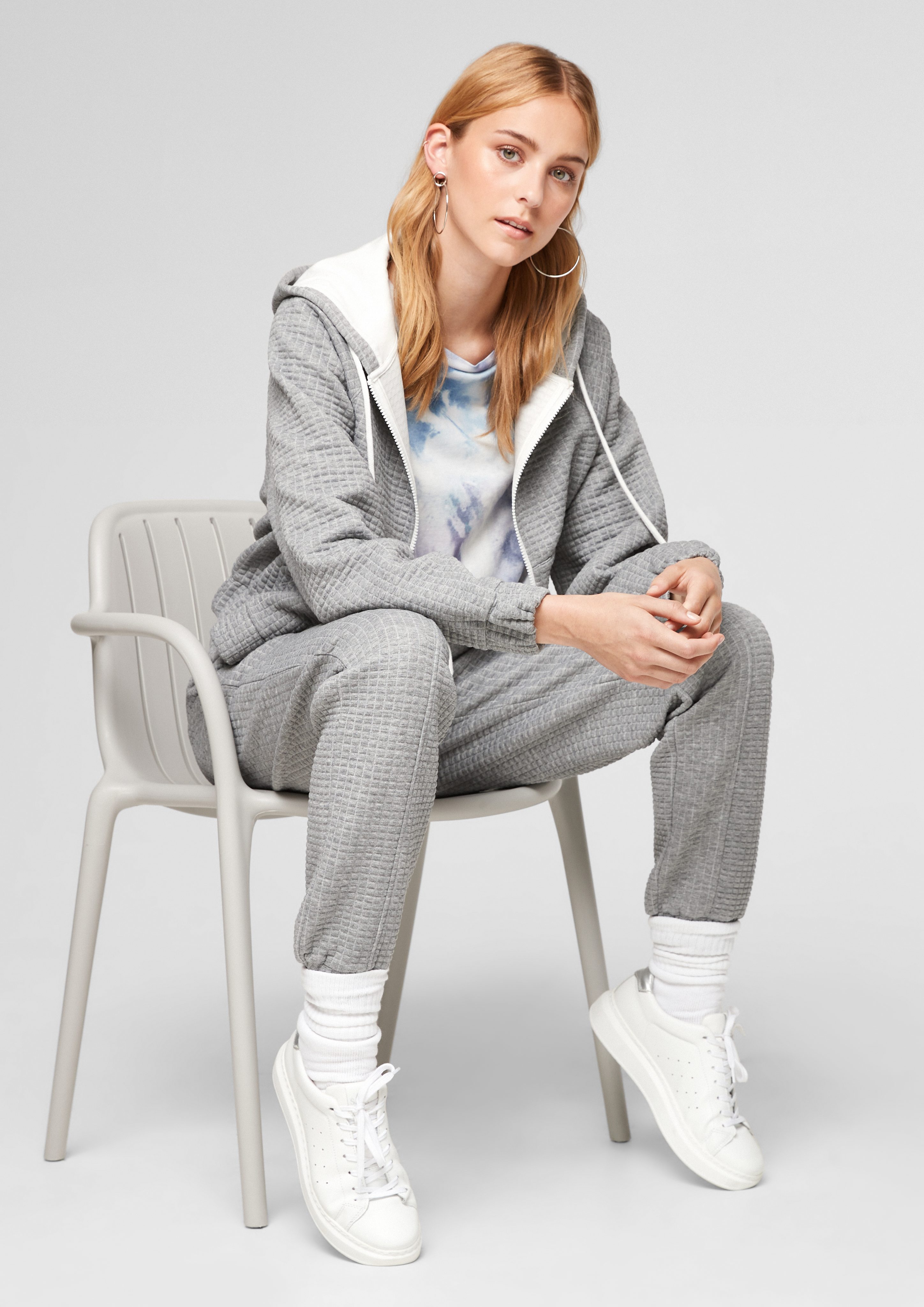 Qs Funktionsjacke Hoodie Jacke Mit Karosteppung Durchzugkordel