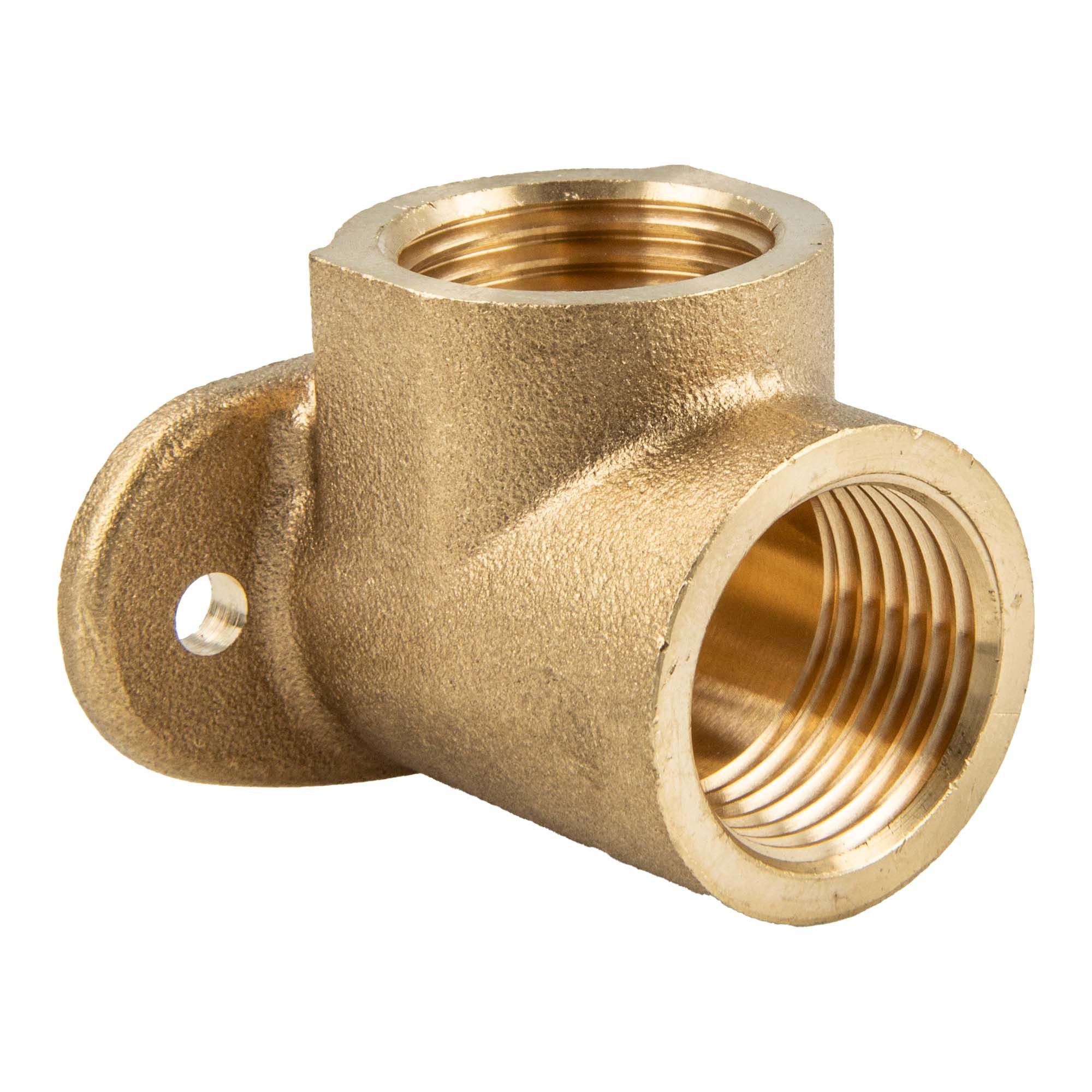 tecuro Gewindefitting Wandscheibe 90°, beidseitig Innengewinde Rp - Messing blank, 1/2 Zoll