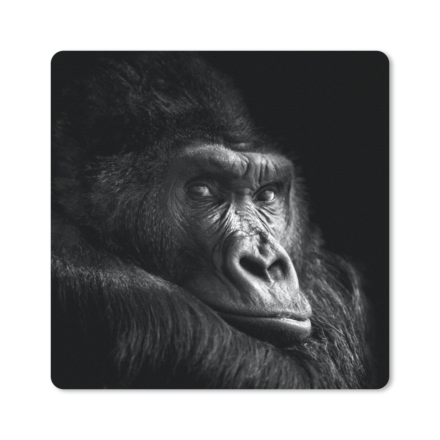 Muchowow Mauspad Gorilla Affe Schwarz Weiß Porträt 1 St