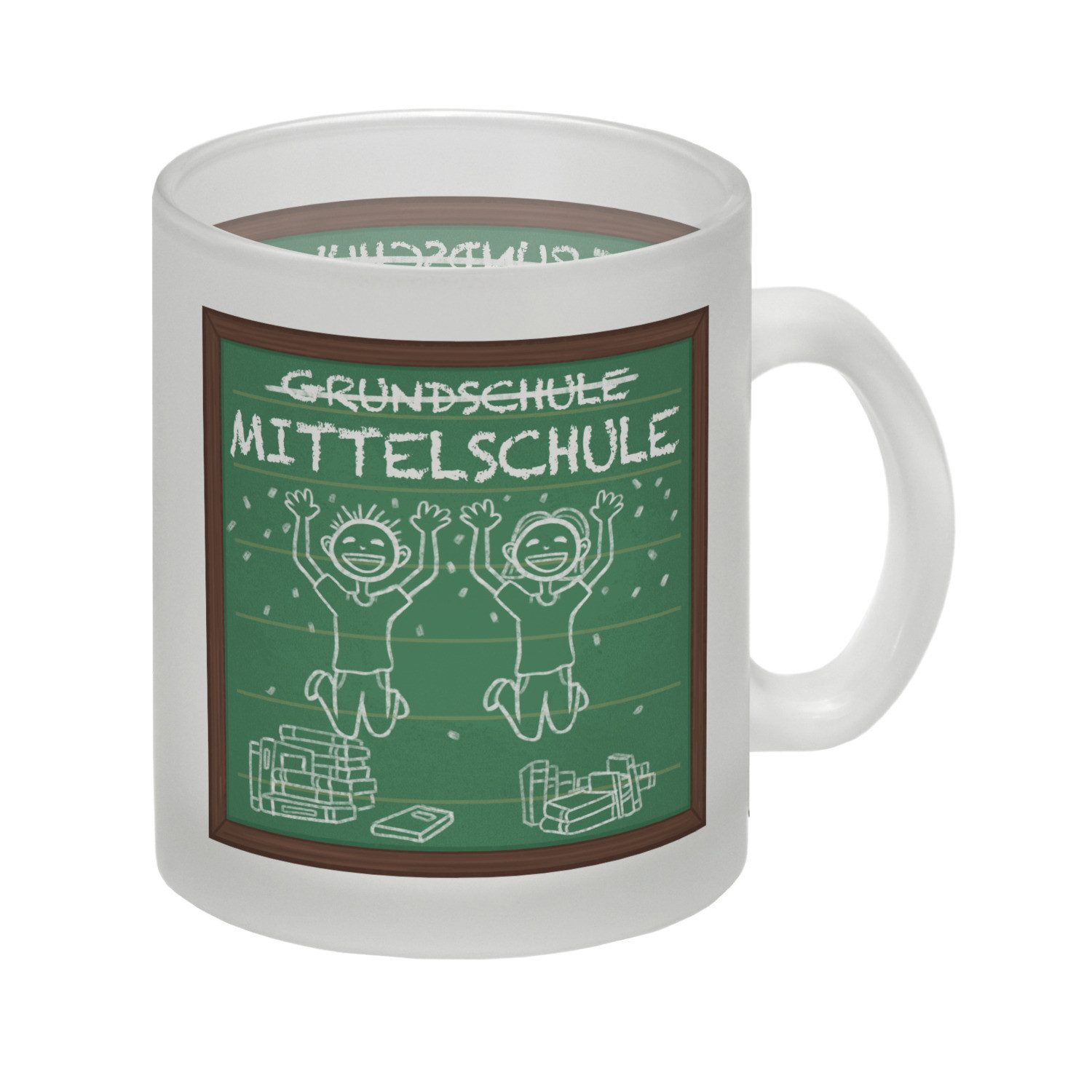 speecheese Tasse Mittelschule Glas Tasse für die weiterführende Schule im Tafellook