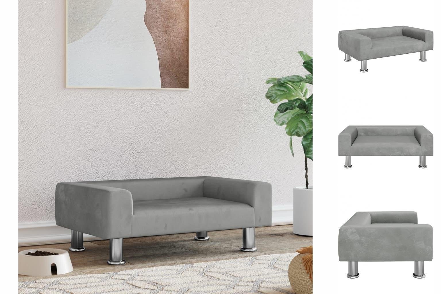 vidaXL Hundekorb Hundebett Hellgrau 70x45x26,5 cm Samt Körbchen