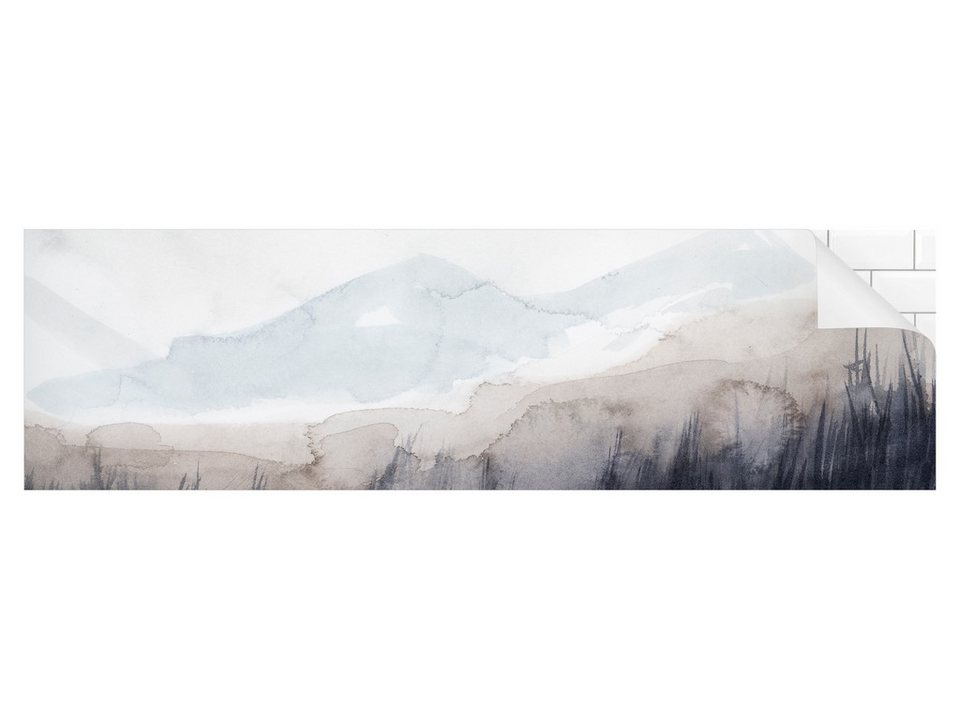 Bilderdepot24 Küchenrückwand Blau Dekor Abstrakt Aquarell Kunst Natur