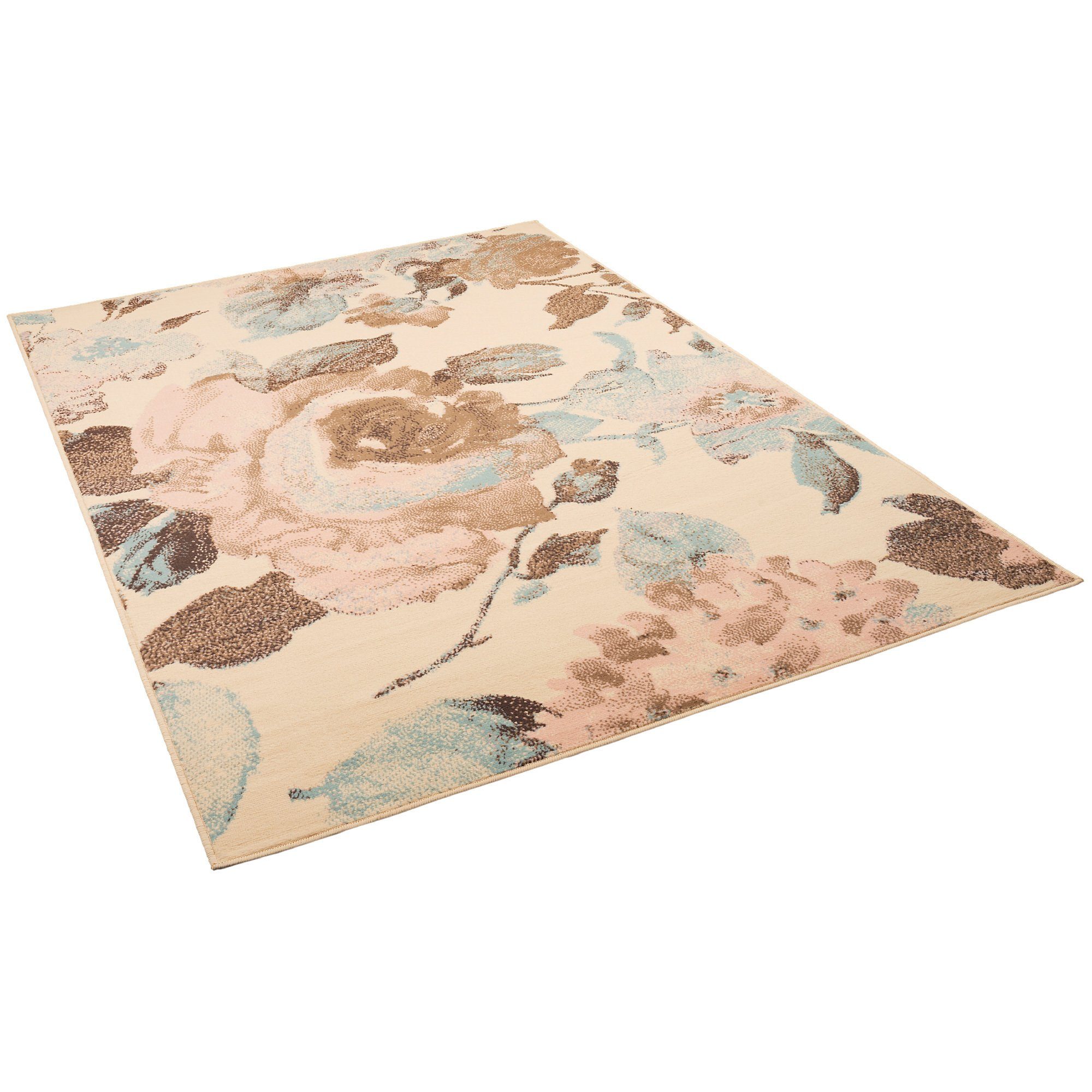 Designteppich Teppich Klassik Trendline Rosa Beige Rosen Pergamon