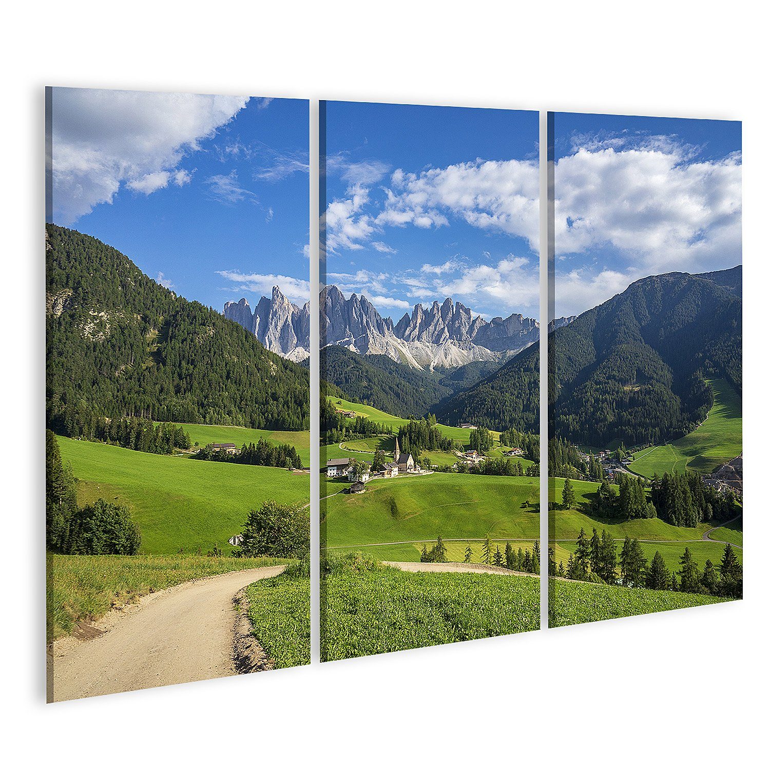 islandburner Leinwandbild Bild auf Leinwand Landschaftsbild Dorf Santa Maddalena Südtirol ...